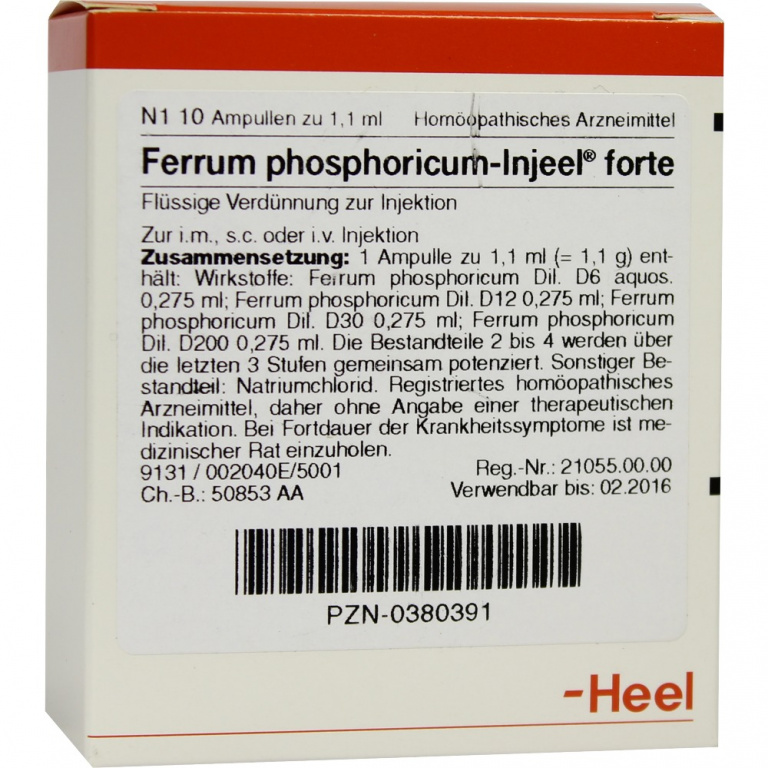 FERRUM PHOSPHORICUM Injeel forte - FIALE 10 X 1,1 ML - Erbofarma ...
