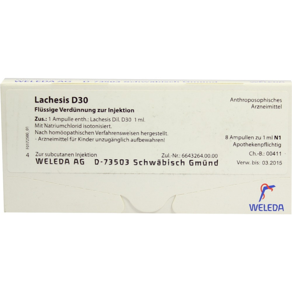 LACHESIS D30 8x1 ml fiale - Erbofarma farmaci, generici, omeopatici e ...