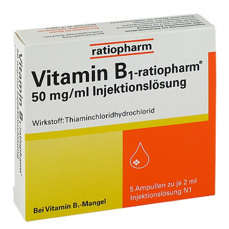 Vitamina B1 Ratiopharm 50 mg / ml -5 fiale x 2ml - Erbofarma farmaci ...