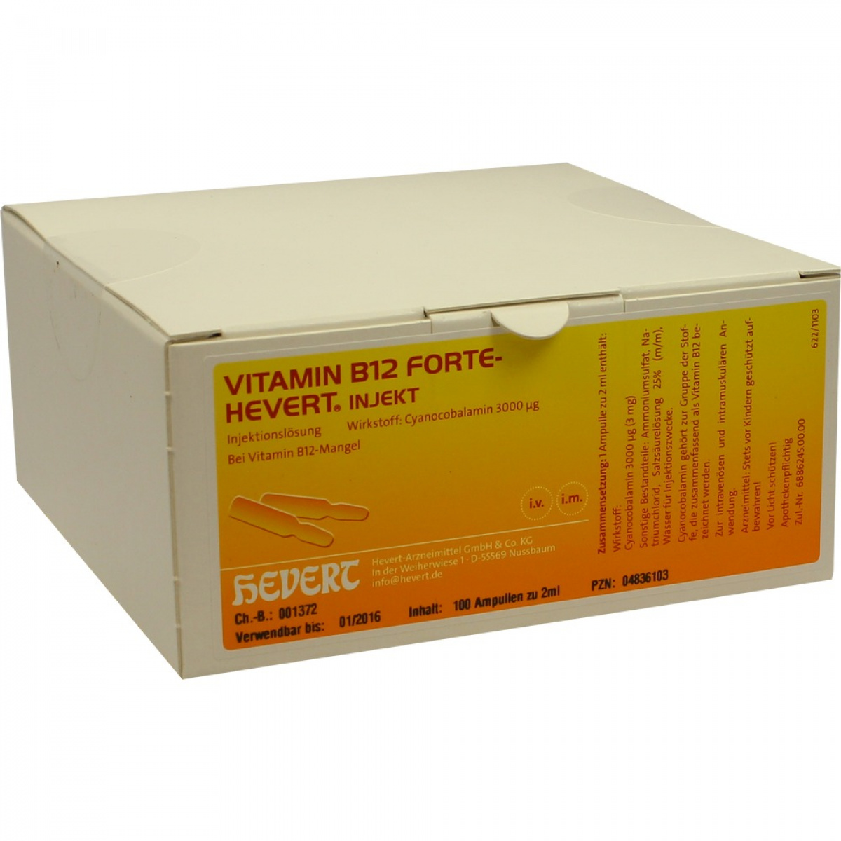 VITAMIN B12 FORTE HEVERT INJEKT 100 x 2 ml (VITAMINA B12 FORTE HEVERT ...